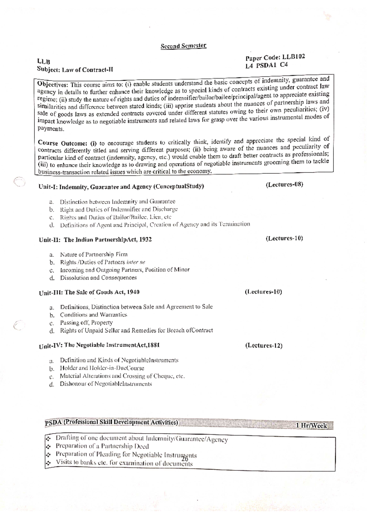 GGSIPU Syllabus - 2nd Sem (BALLB - BBALLB) Overview - Studocu