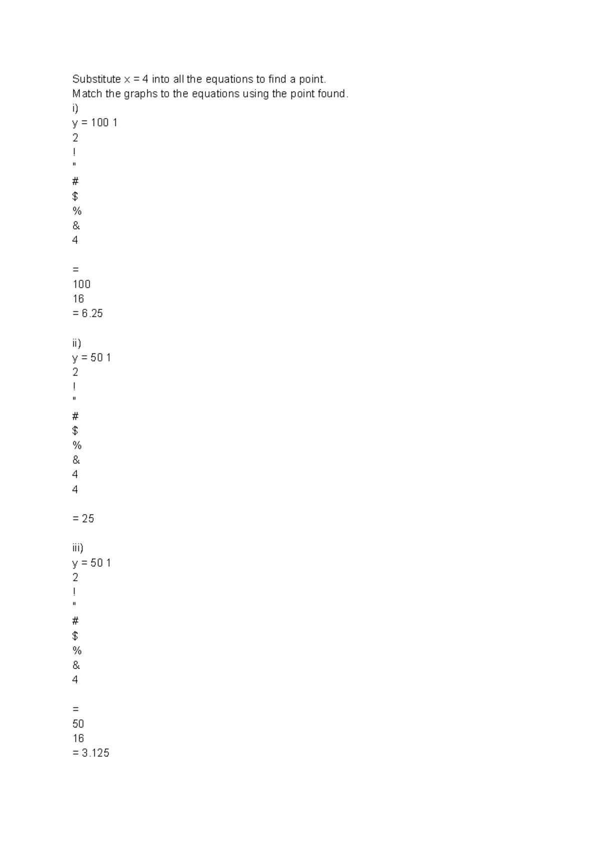 Math 2 - practice questions - MATH 271 - Substitute x = 4 into all the ...