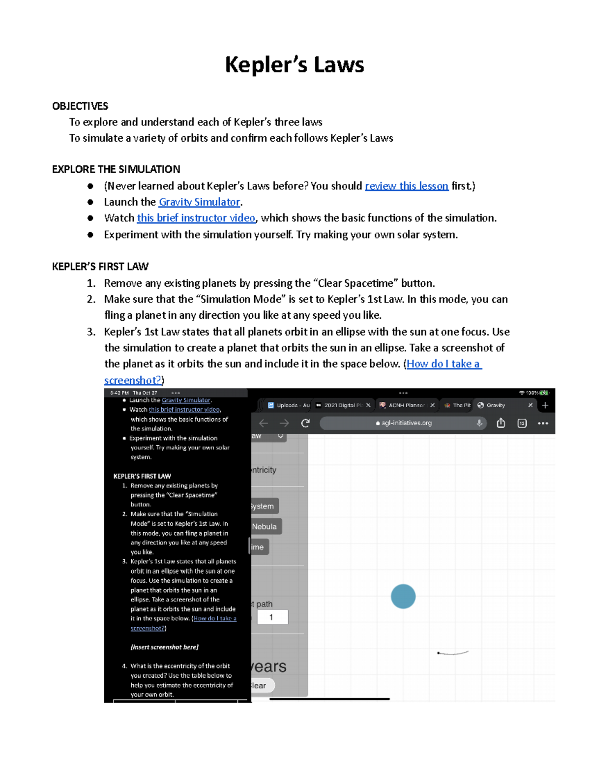 Kepler's Laws - Lab Assignment (Science 101) - Studocu