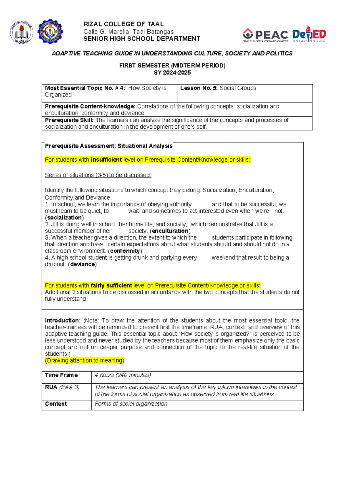 UCSP ATG MET 4 Midterm Lesson 5: Understanding Social Groups - Studocu