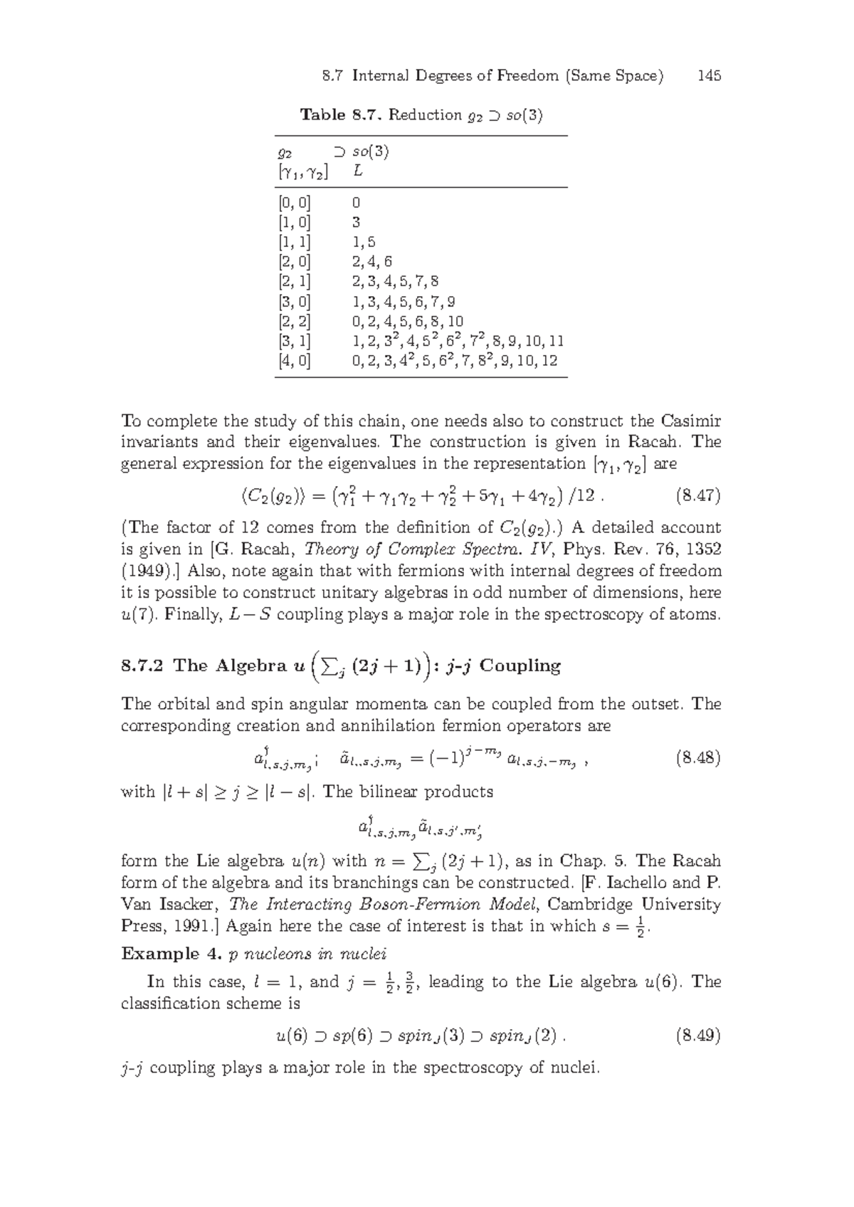Algebra Applications: Internal Degrees of Freedom in g2 (Final Exam ...