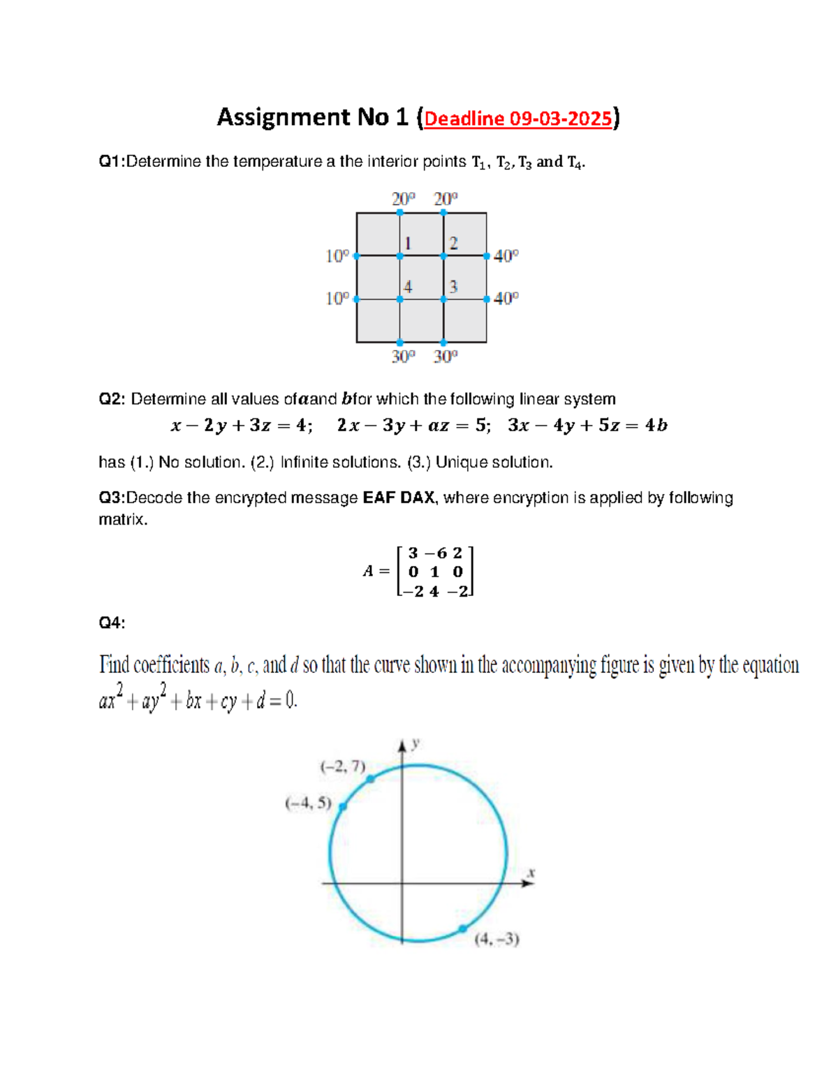 1-Assign.No 1 LA-FA23-BCS-C&D - Assignment No 1 (Deadline 09 - 03 - 2025 ) Q1:Determine the ...