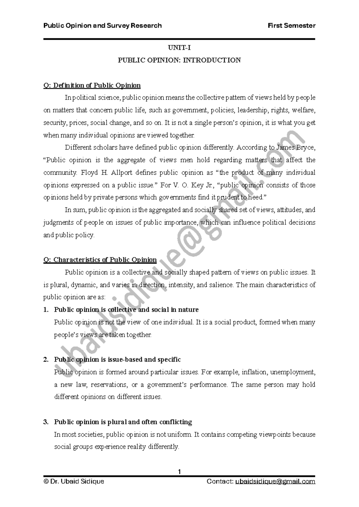 Public Opinion and Survey Research: Key Concepts and Methods (1st Sem ...