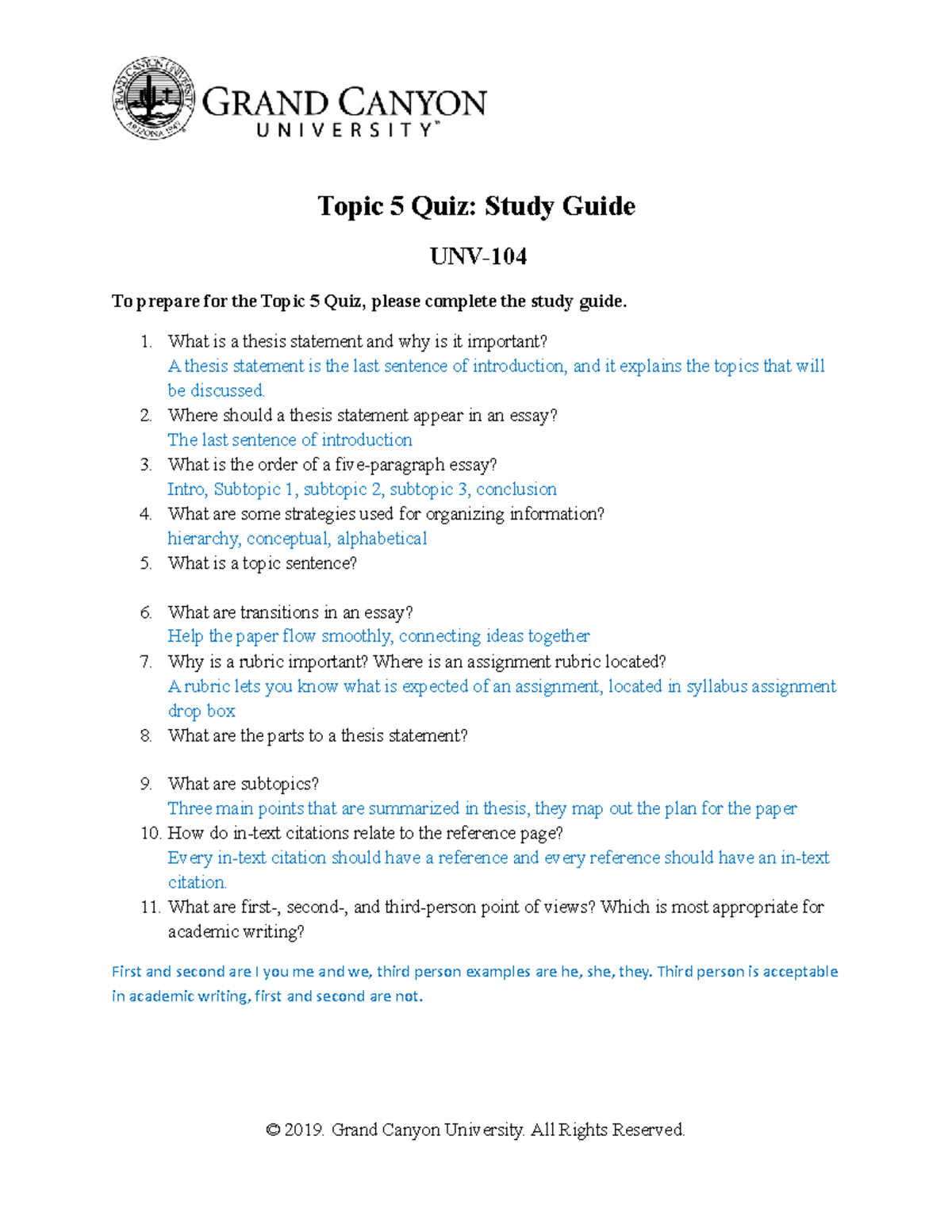 UNV- Week 5 Study Guide for Quiz Preparation - Studocu