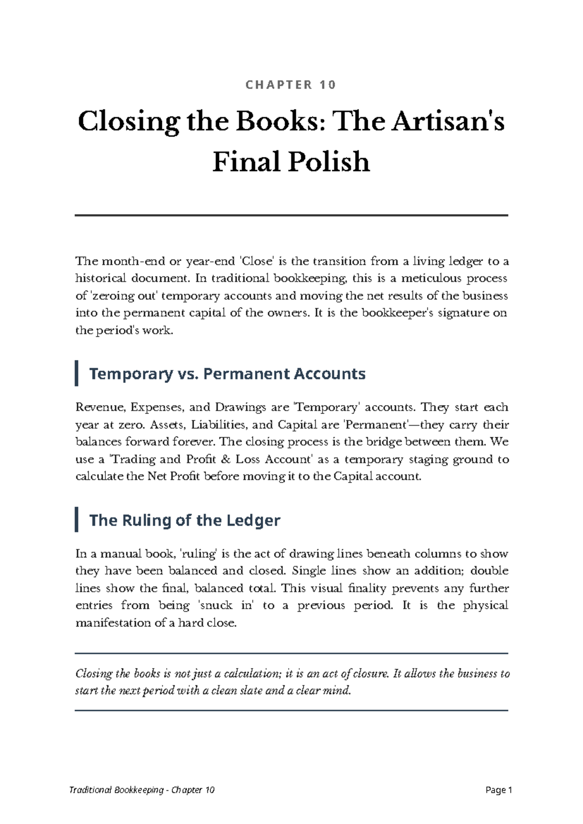 Trad Chapter 10: Closing the Books Process Explained - Studocu