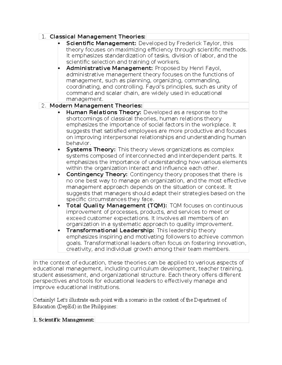 Classical & Modern Management Theories: Insights & Applications in ...
