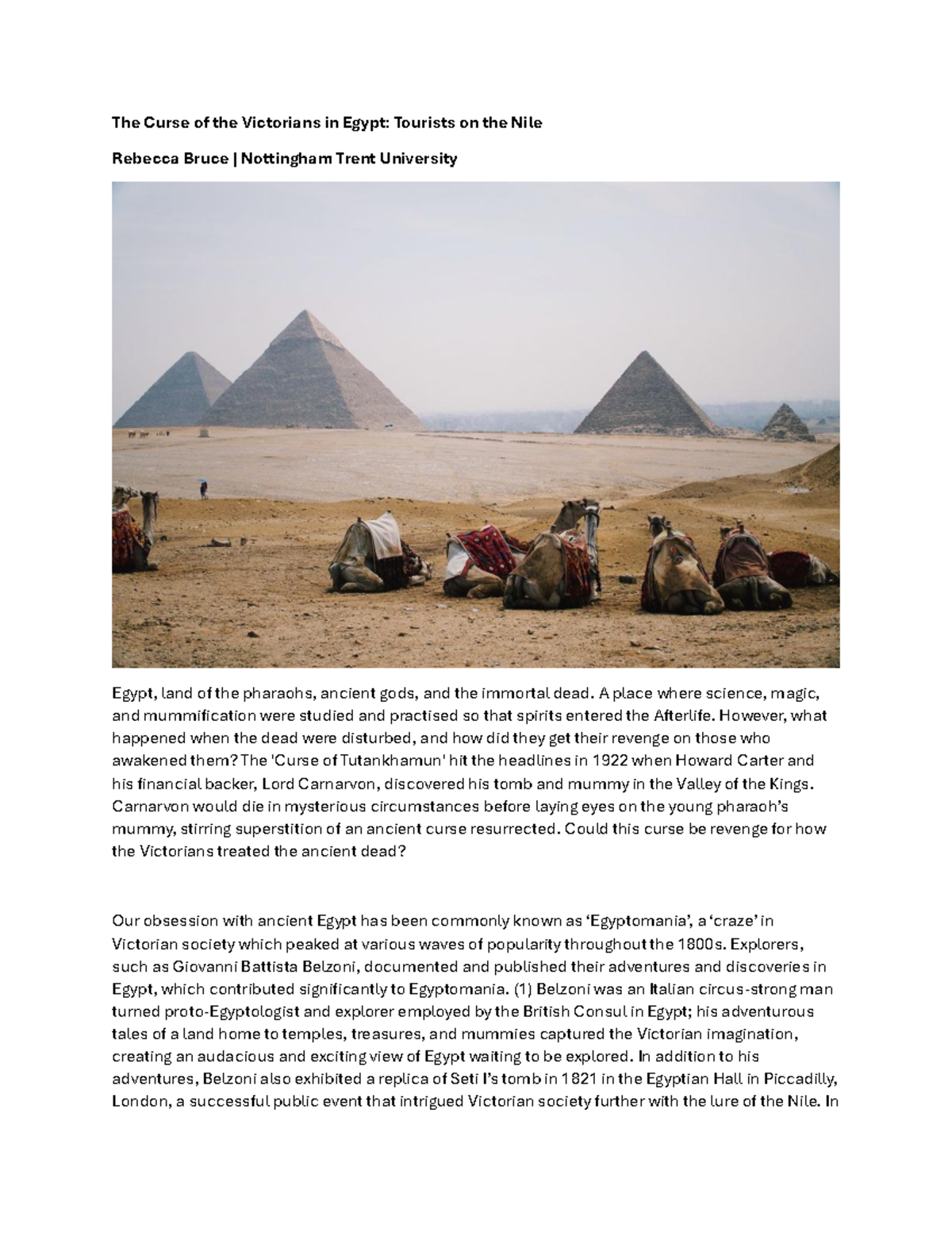 The Curse of the Victorians: Mummymania and Tourism in Egypt - Studocu