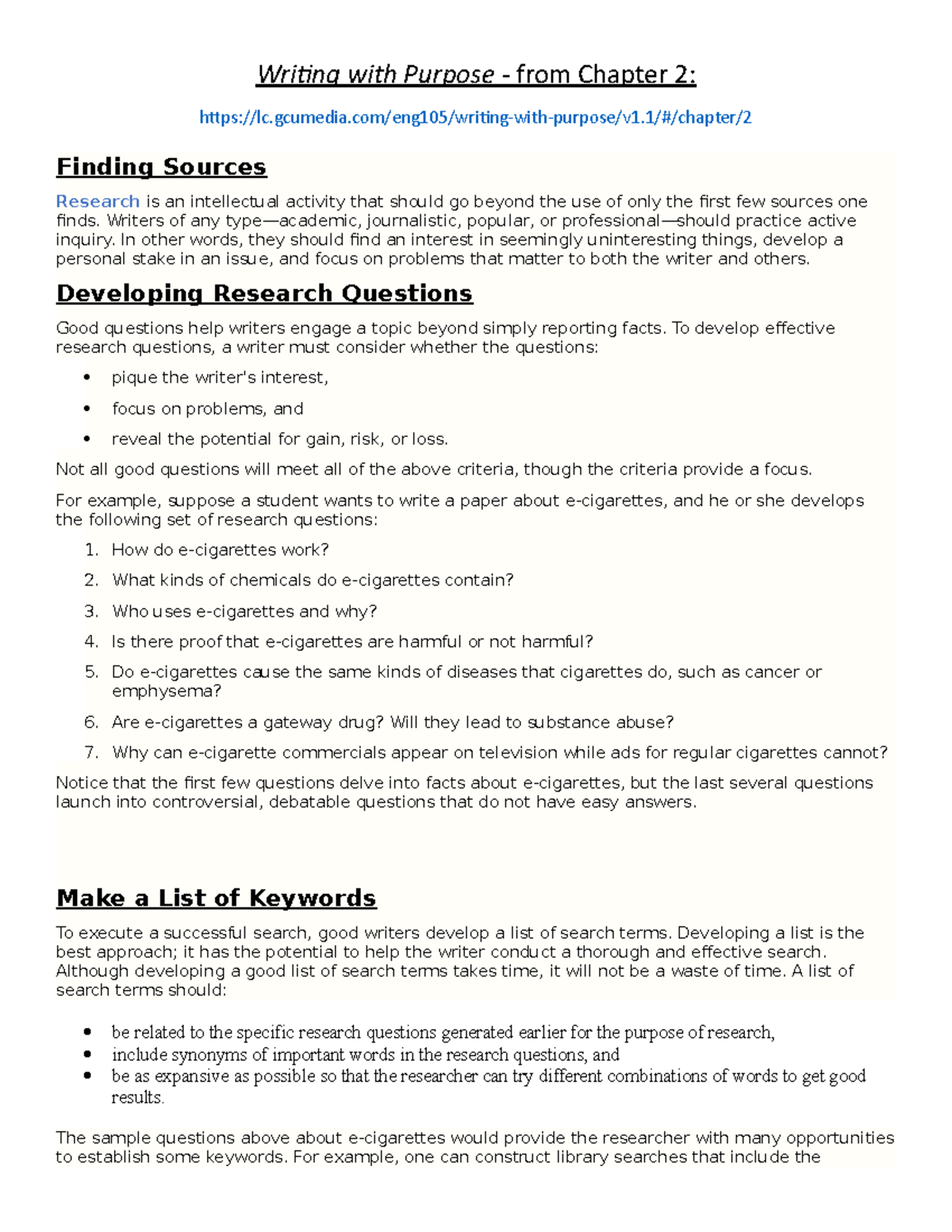 ENG105 Lecture Notes: Writing with Purpose - Chapter 2 Insights - Studocu