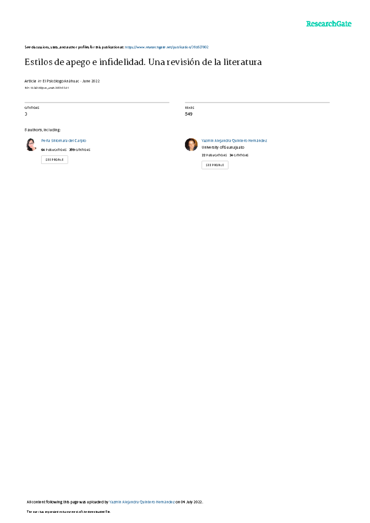 Estilos de Apego e Infidelidad: Revisión de Literatura - Art Psic ...