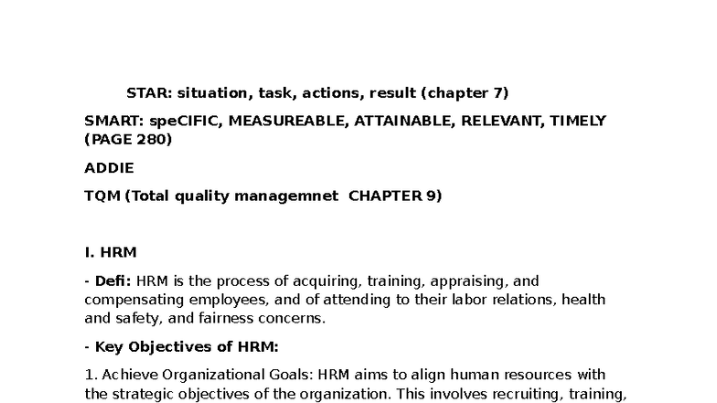 HRM Overview: Key Concepts and Strategies (Course Code: HRM 101) - Studocu