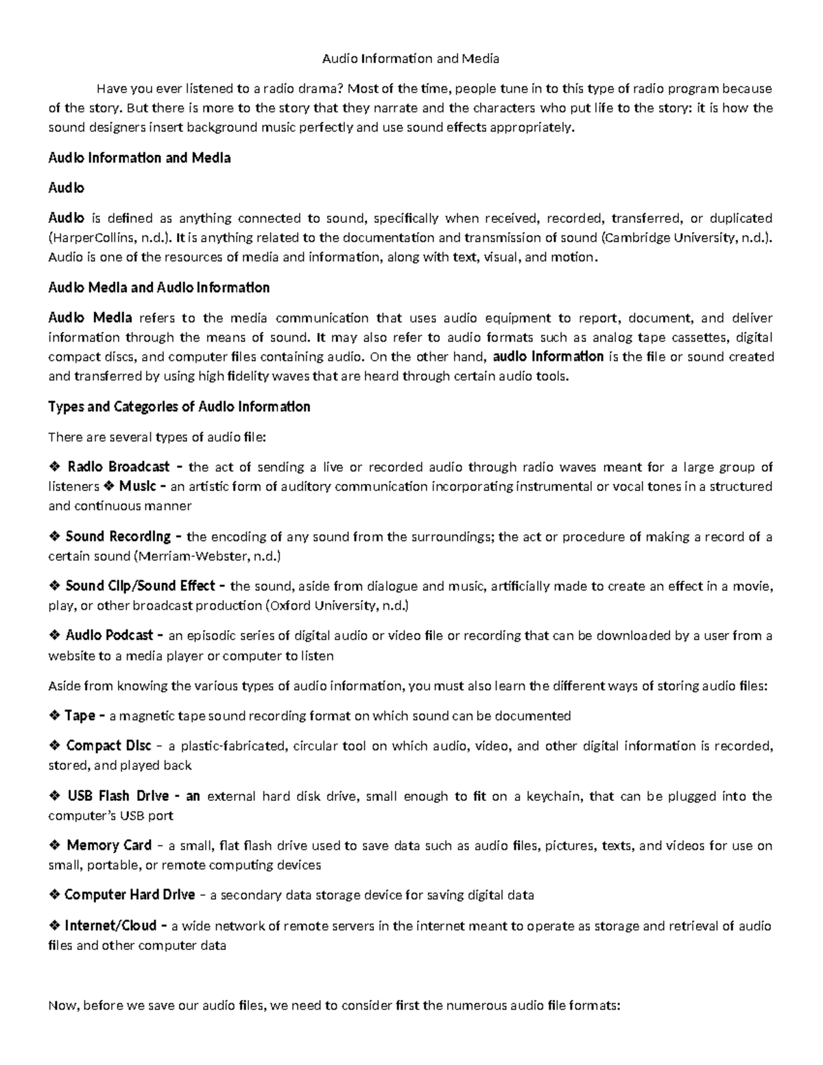 Audio Information and Media - But there is more to the story that they ...