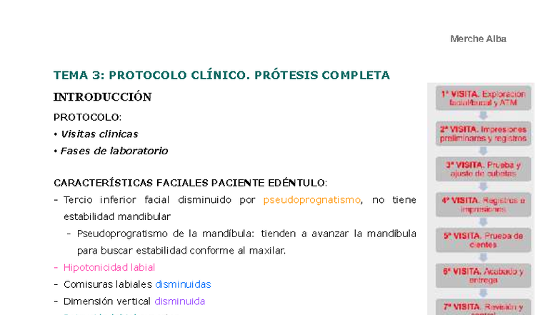 Protocolo Clínico TEMA 3: Prótesis Completa y Visitas Clínicas - Studocu