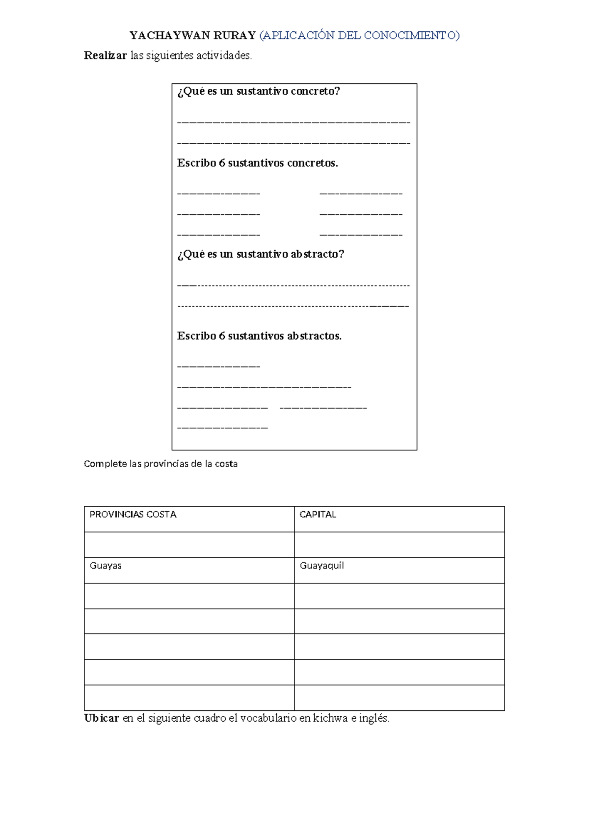 Aplicacion GUIA 2 - APUNTES - YACHAYWAN RURAY (APLICACIÓN DEL ...