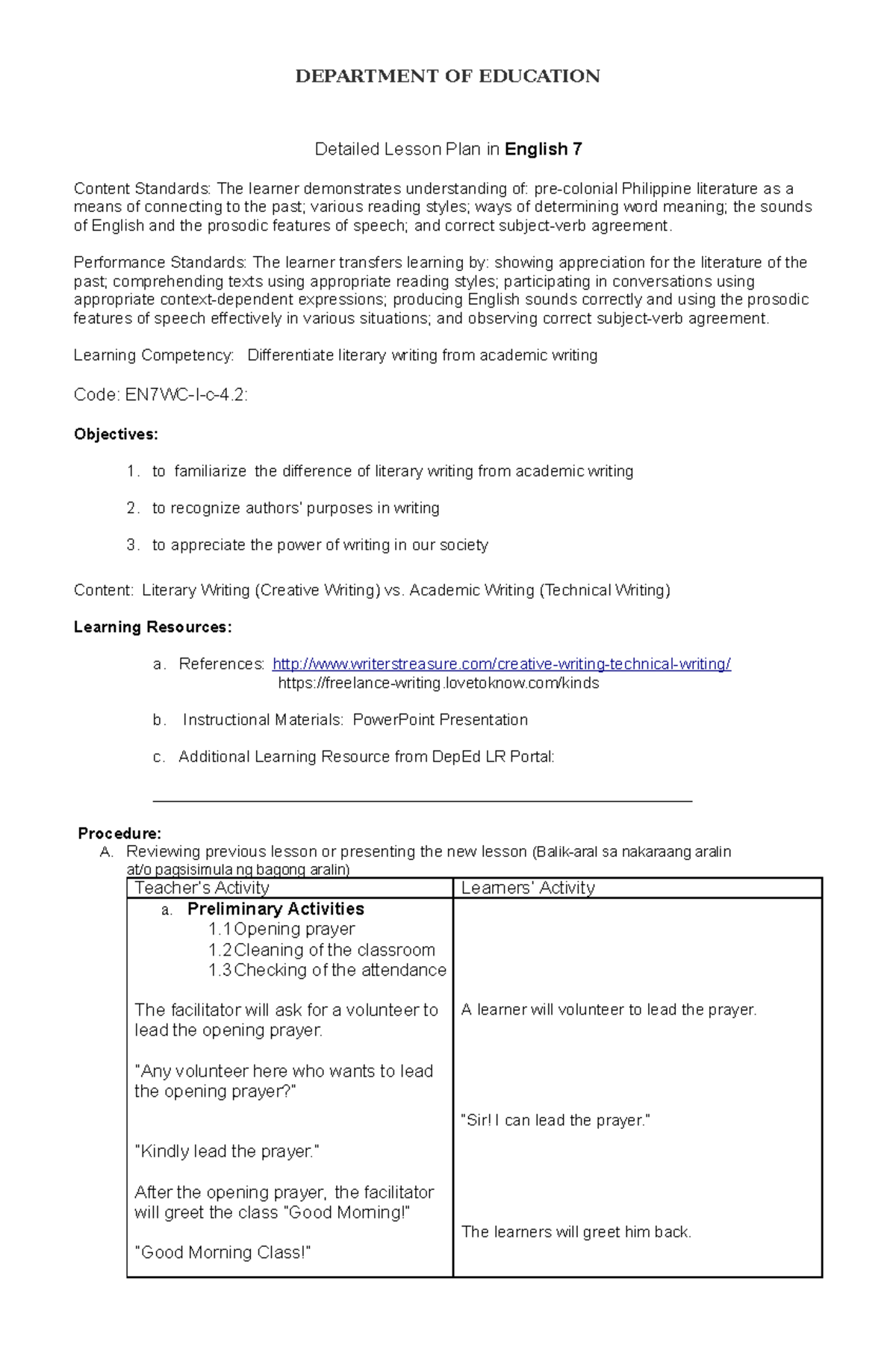 Differentiating Literary (Creative) Writing vs. Academic (Technical ...