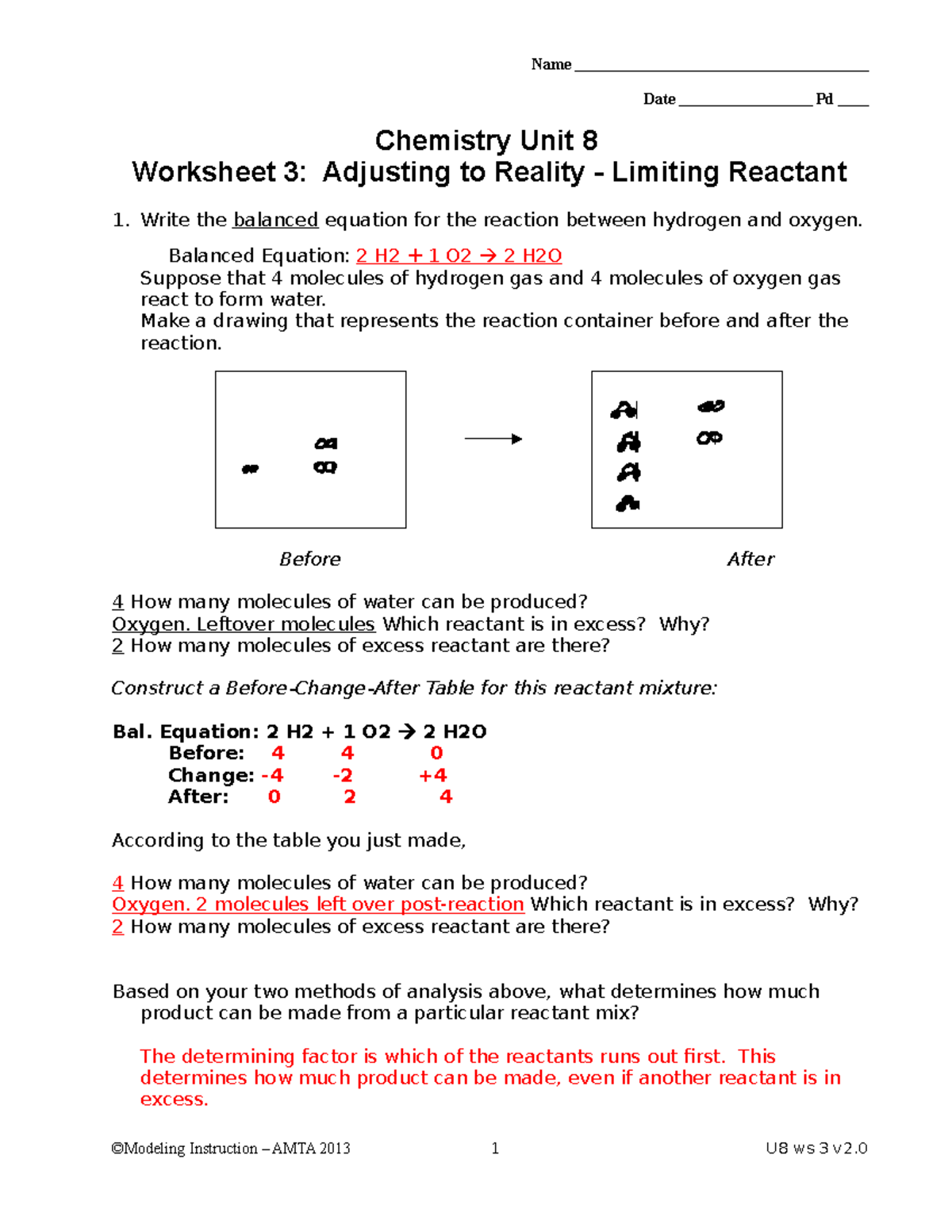 07 ws 3 - aaa - Name Date Pd Chemistry Unit 8 Worksheet 3: Adjusting to ...