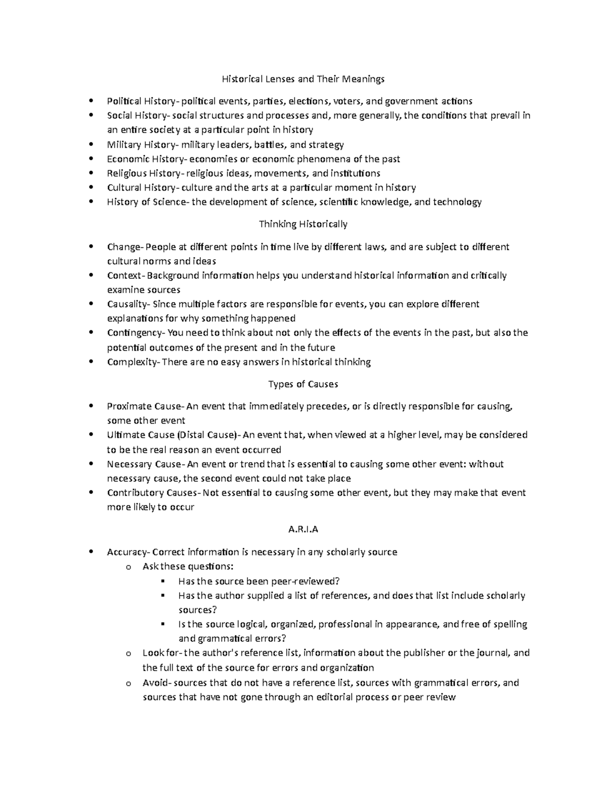 History Notes: Understanding Historical Lenses and Contexts - Studocu