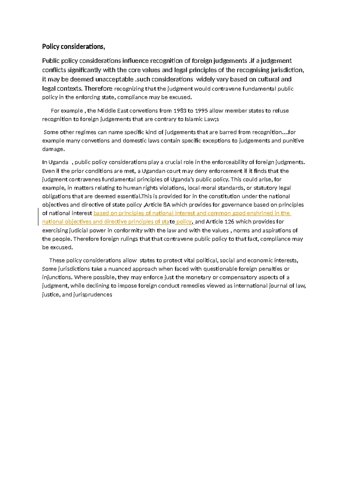 Public Policy Considerations in Foreign Judgment Recognition - Studocu