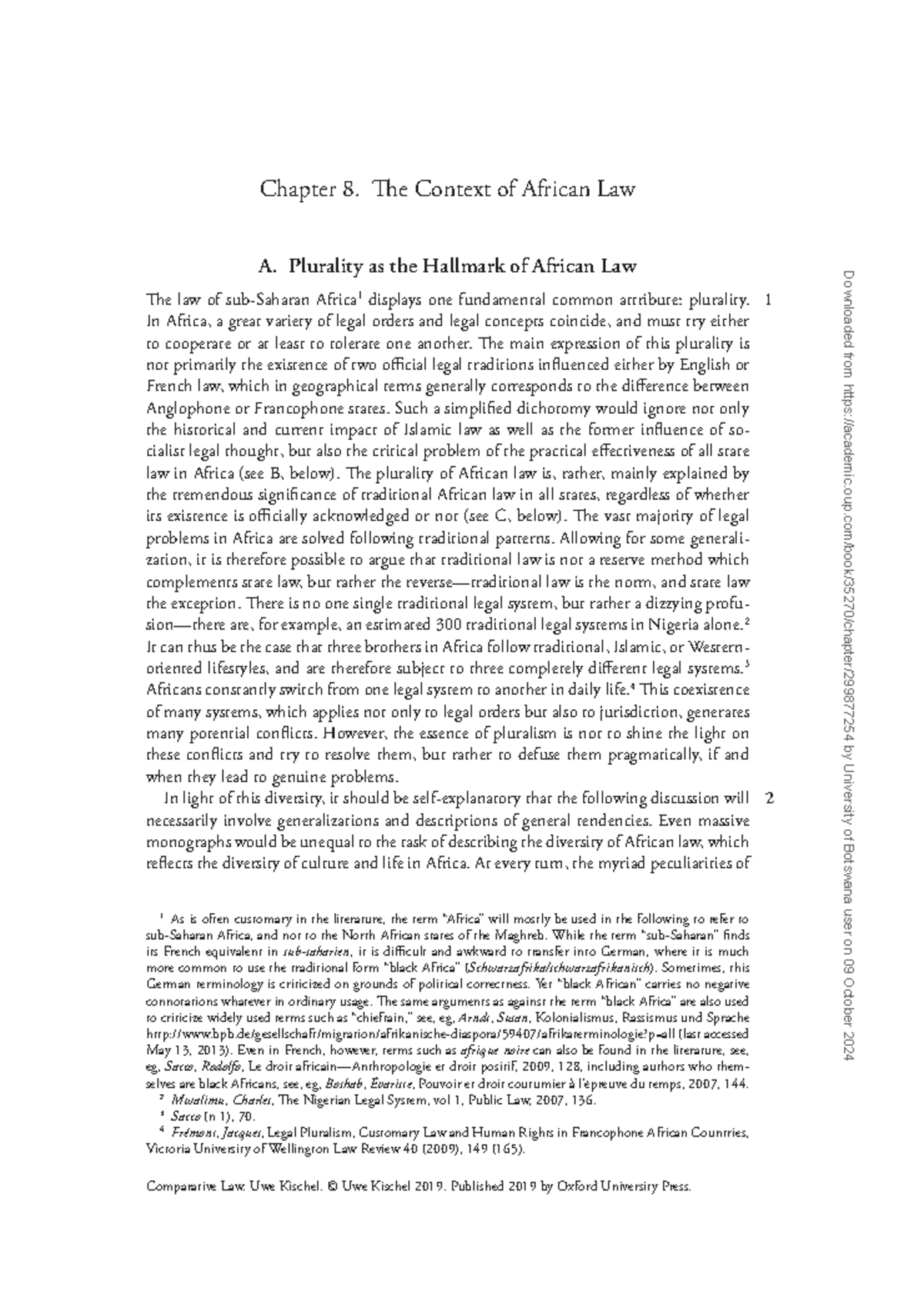African Law - Lecture Notes on Legal Pluralism and Traditions - Studocu
