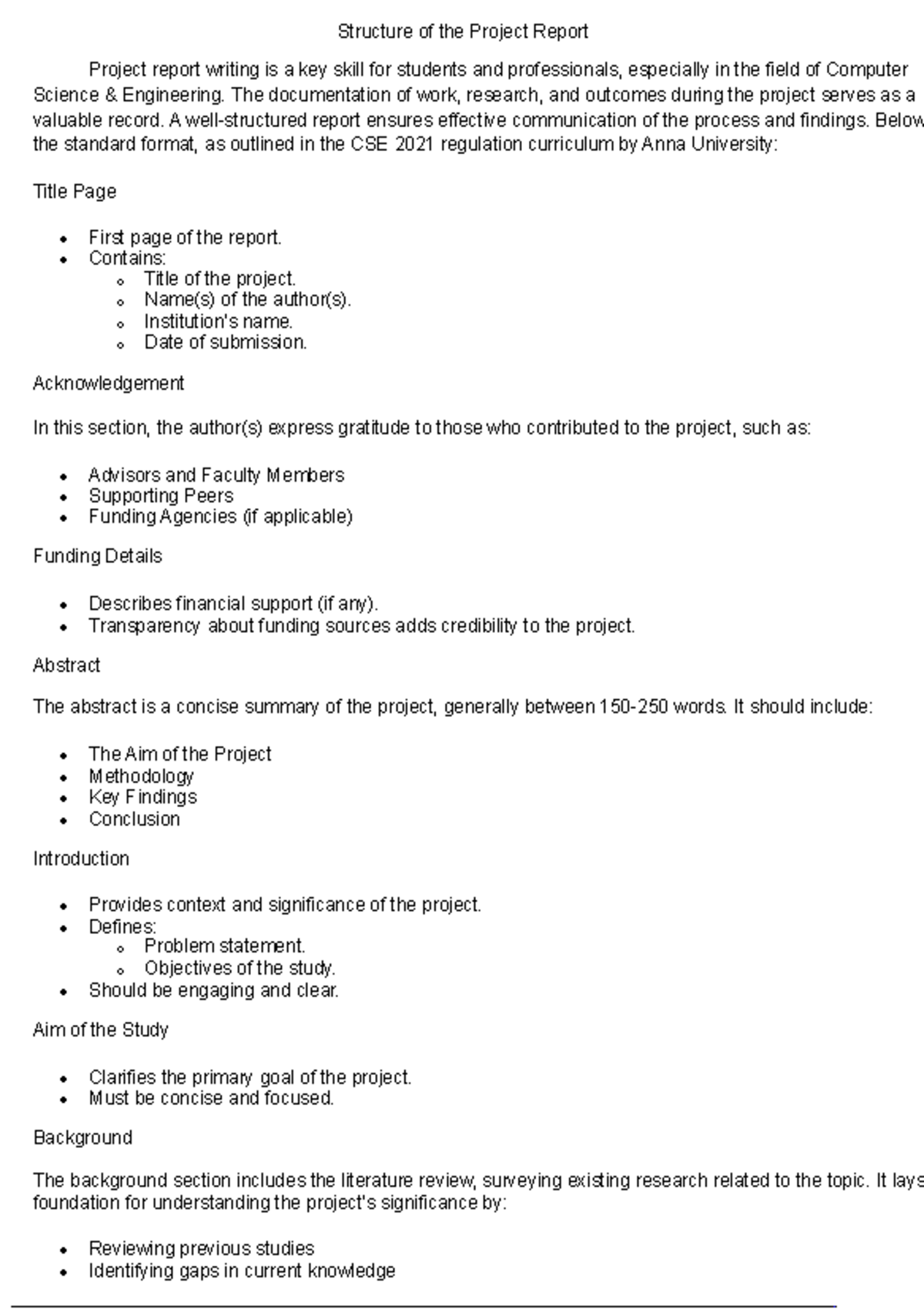CSE Project Report Guidelines: Structure for Units 3 & 4 - Studocu
