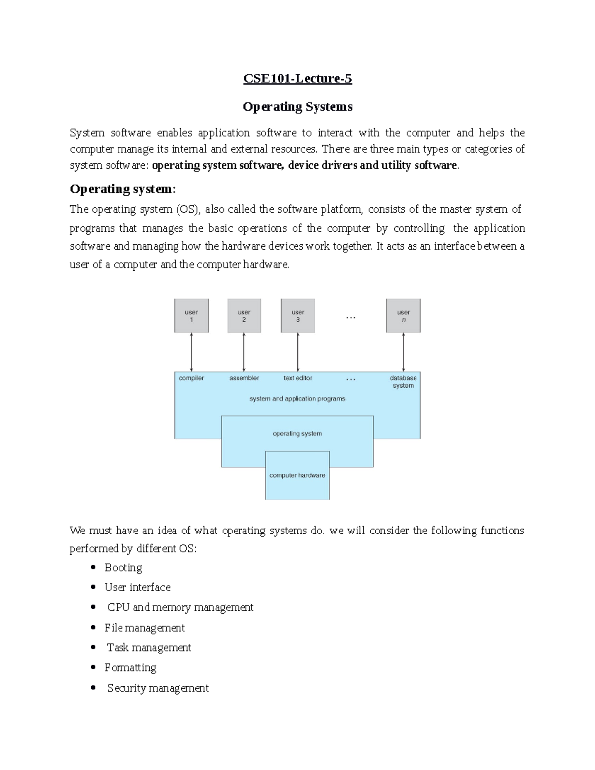 550601632 CSE101 Lecture 5 Notes: Understanding Operating Systems - Studocu