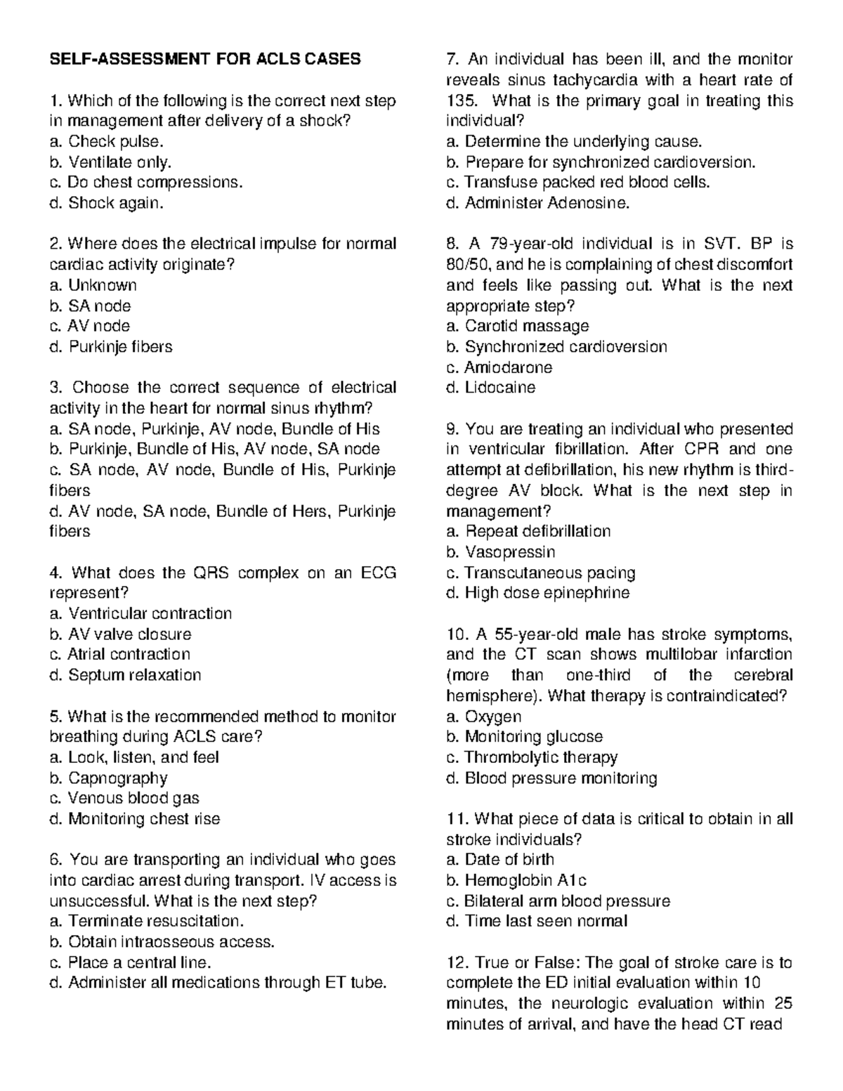 ACLS 2023 Practice Questions & Review for Advanced Cardiac Life Support ...