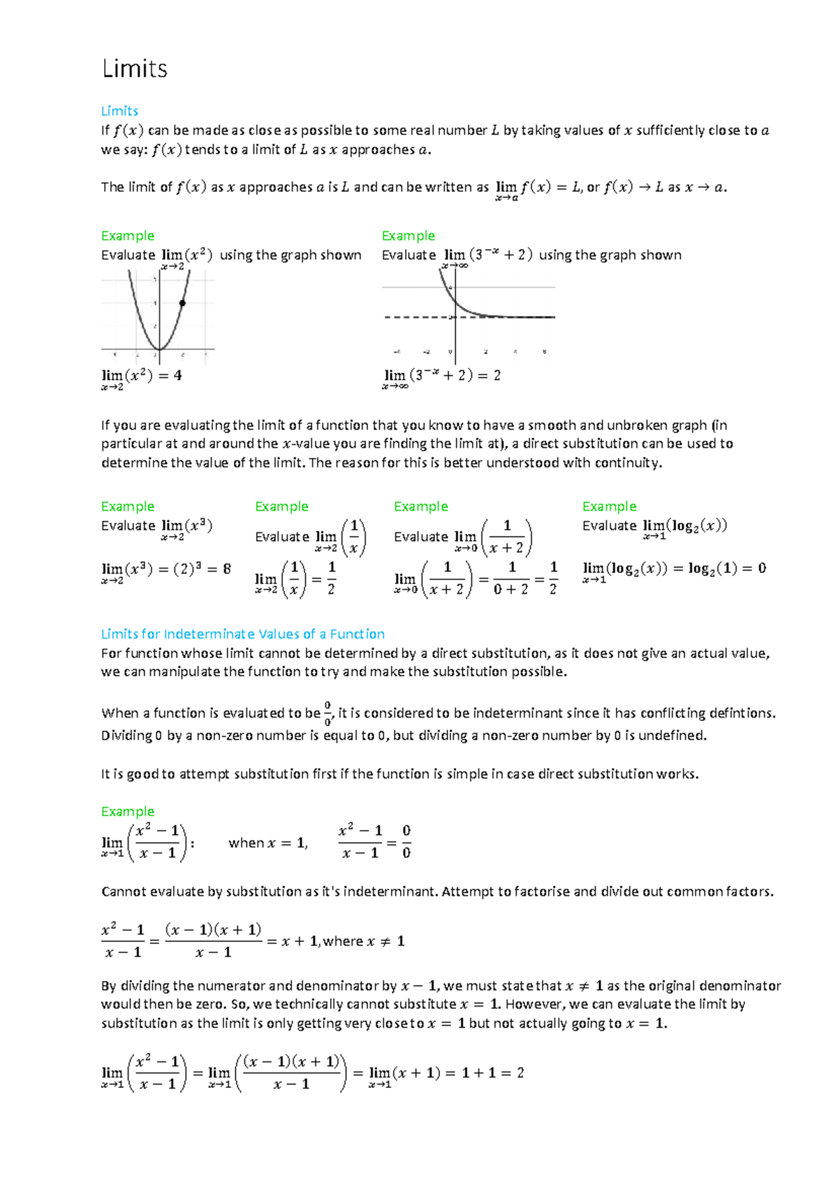 Limits: Understanding the Concept and Evaluating Functions - Studocu