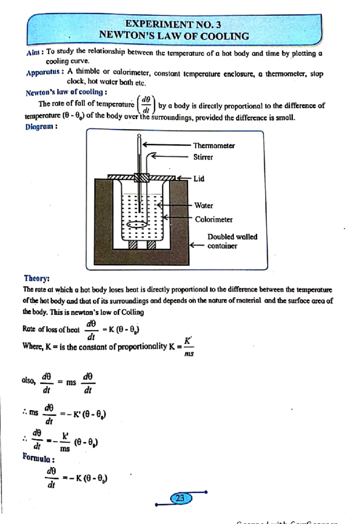 Newton's Law of Cooling Lab Experiment - PHYS 101 - Studocu