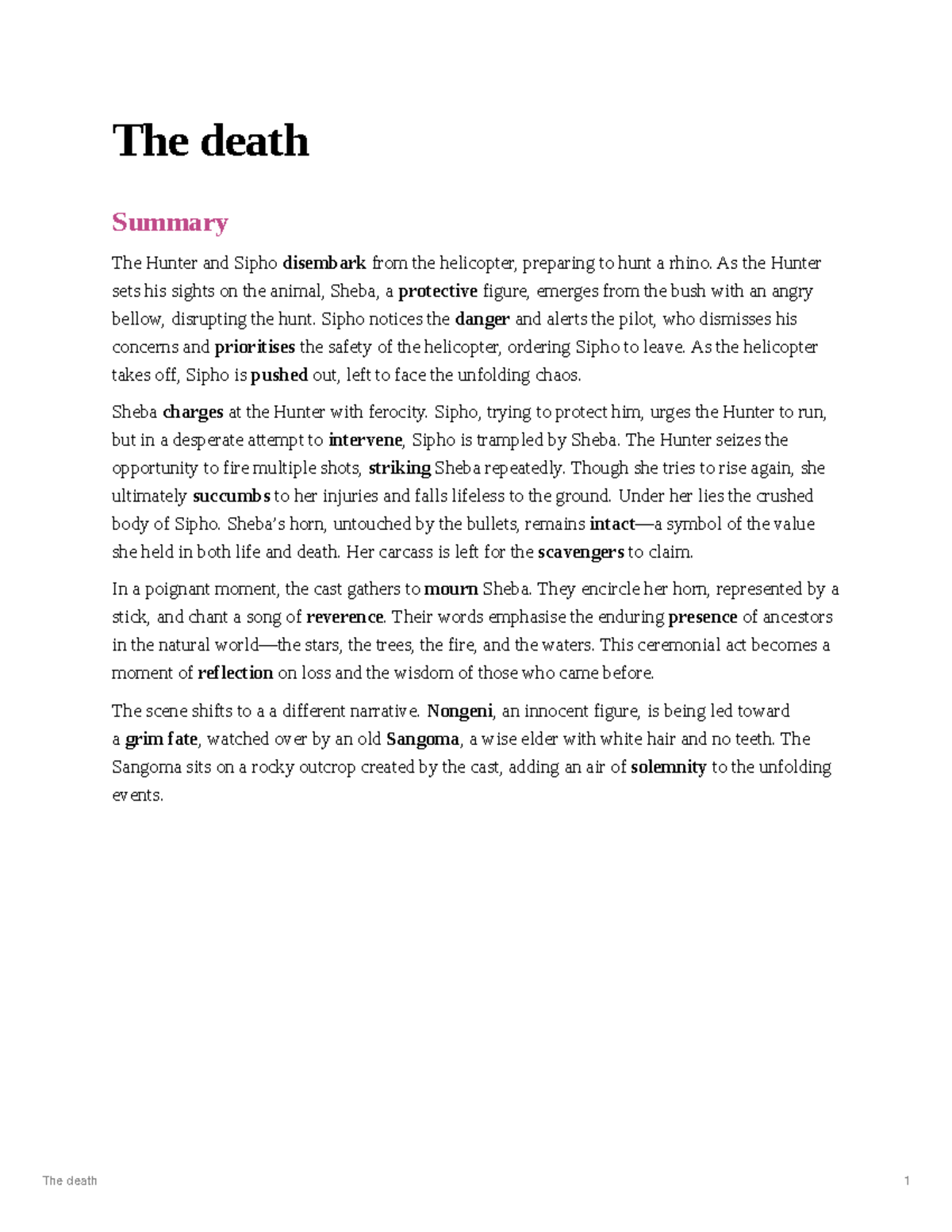 The Death Summary: The Hunter, Sipho, and Sheba's Tragic Encounter ...