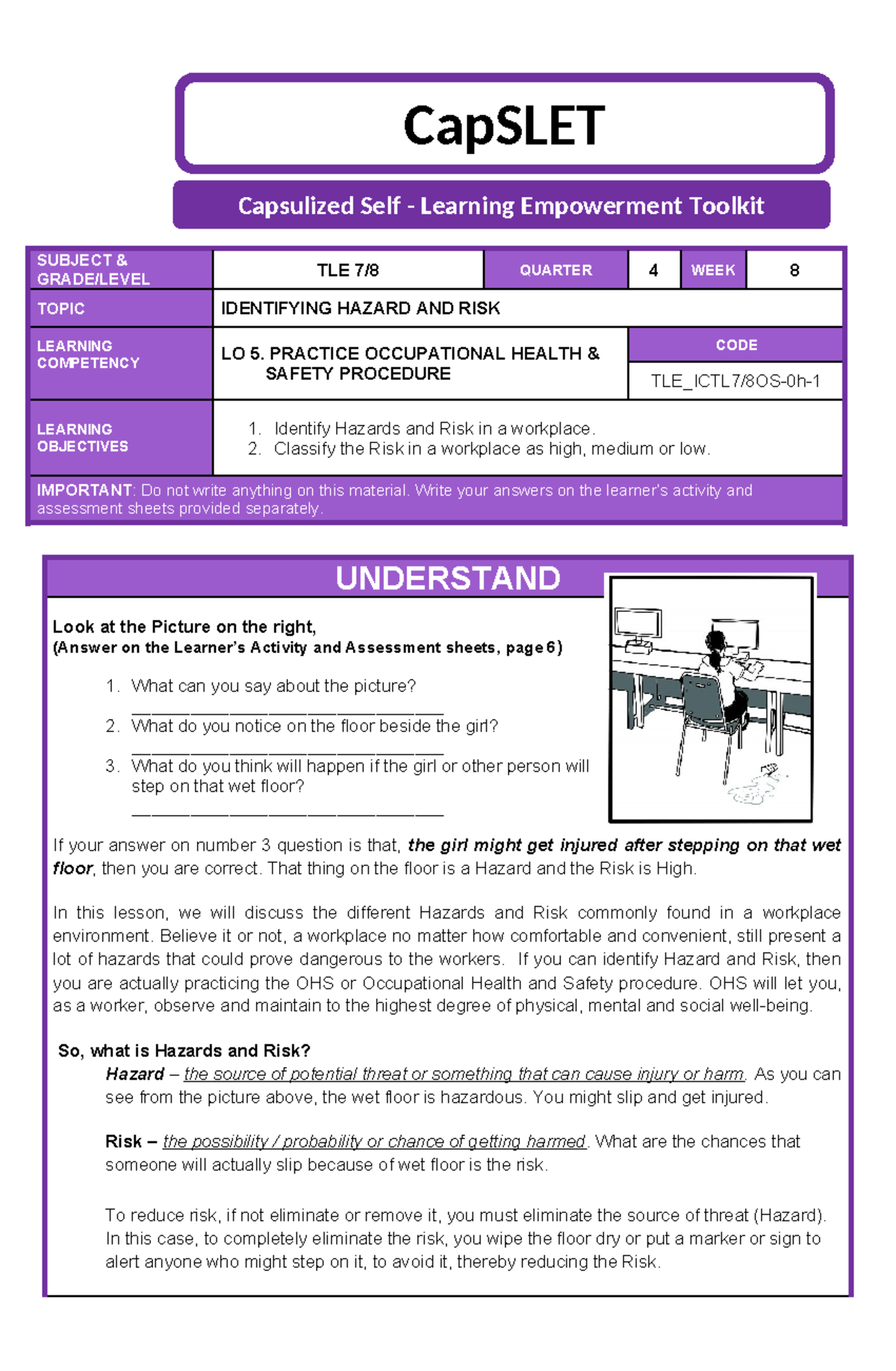 Illustration 7 8 Lesson 11 - UNDERSTAND Look at the Picture on the ...
