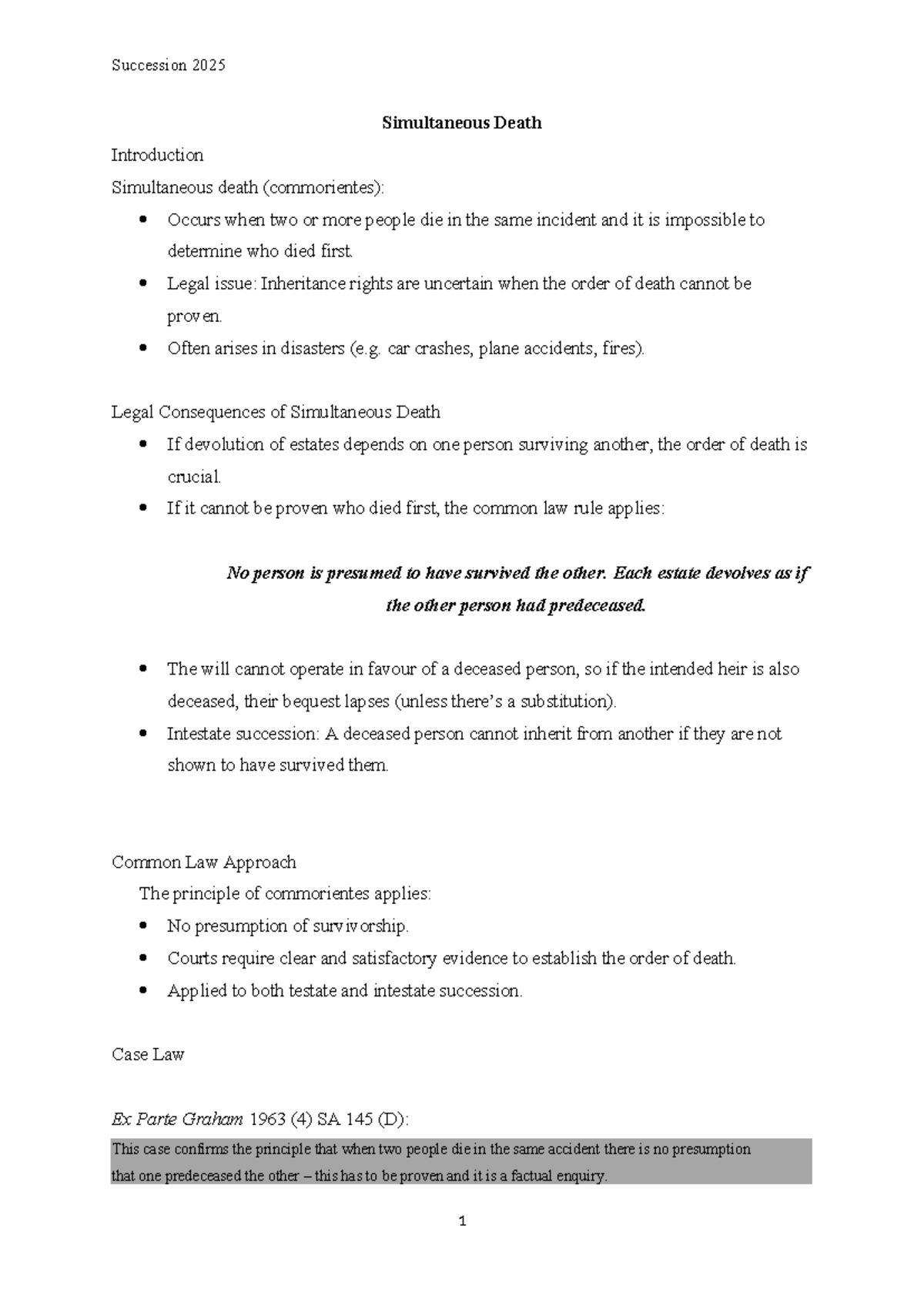 Simultaneous Death & Inheritance: Legal Principles (Succession 2025 ...
