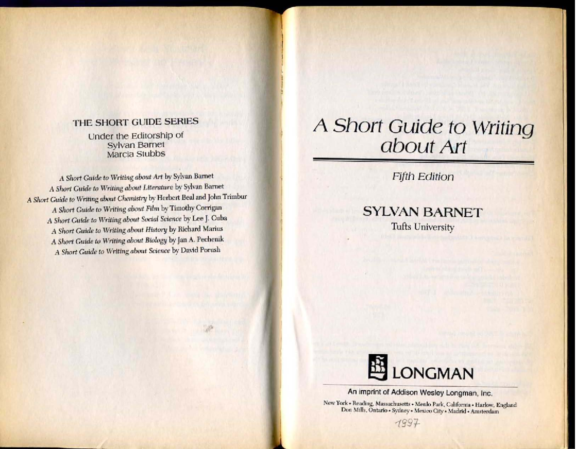 Writing about Art: Analyzing Visual Elements and Techniques (ART 5110 ...