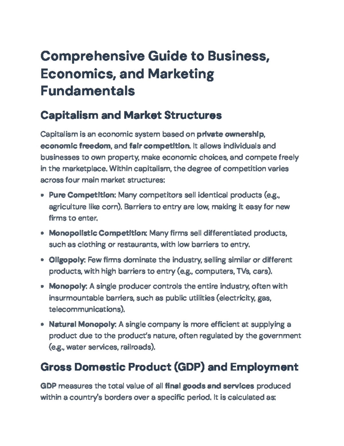 Comprehensive Guide to Business Principles & Economic Concepts (BUS 101 ...