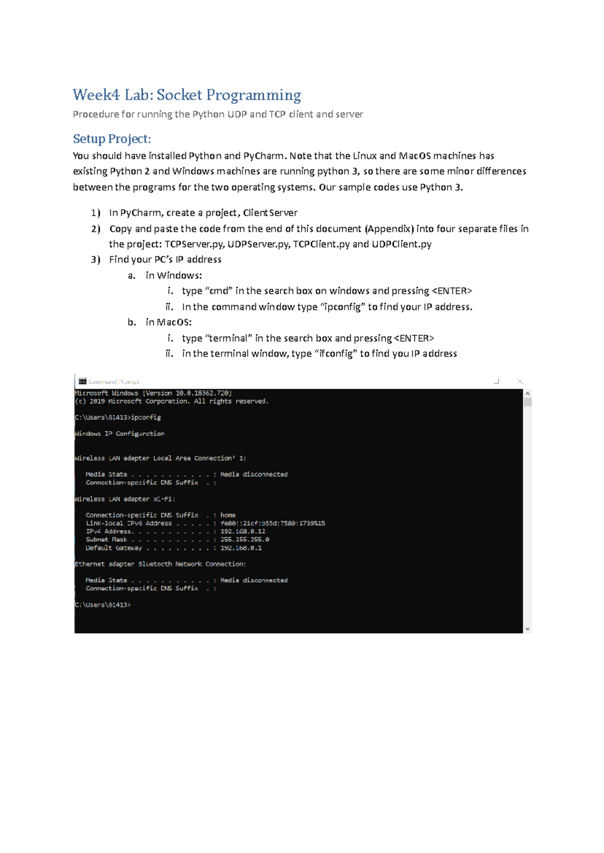 Week 4 Lab: Socket Programming (TCP/UDP Client-Server) - Studocu