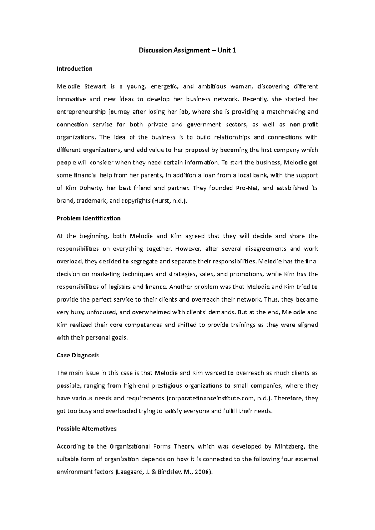 Discussion Assignment - Unit 1 - Discussion Assignment – Unit 1 ...