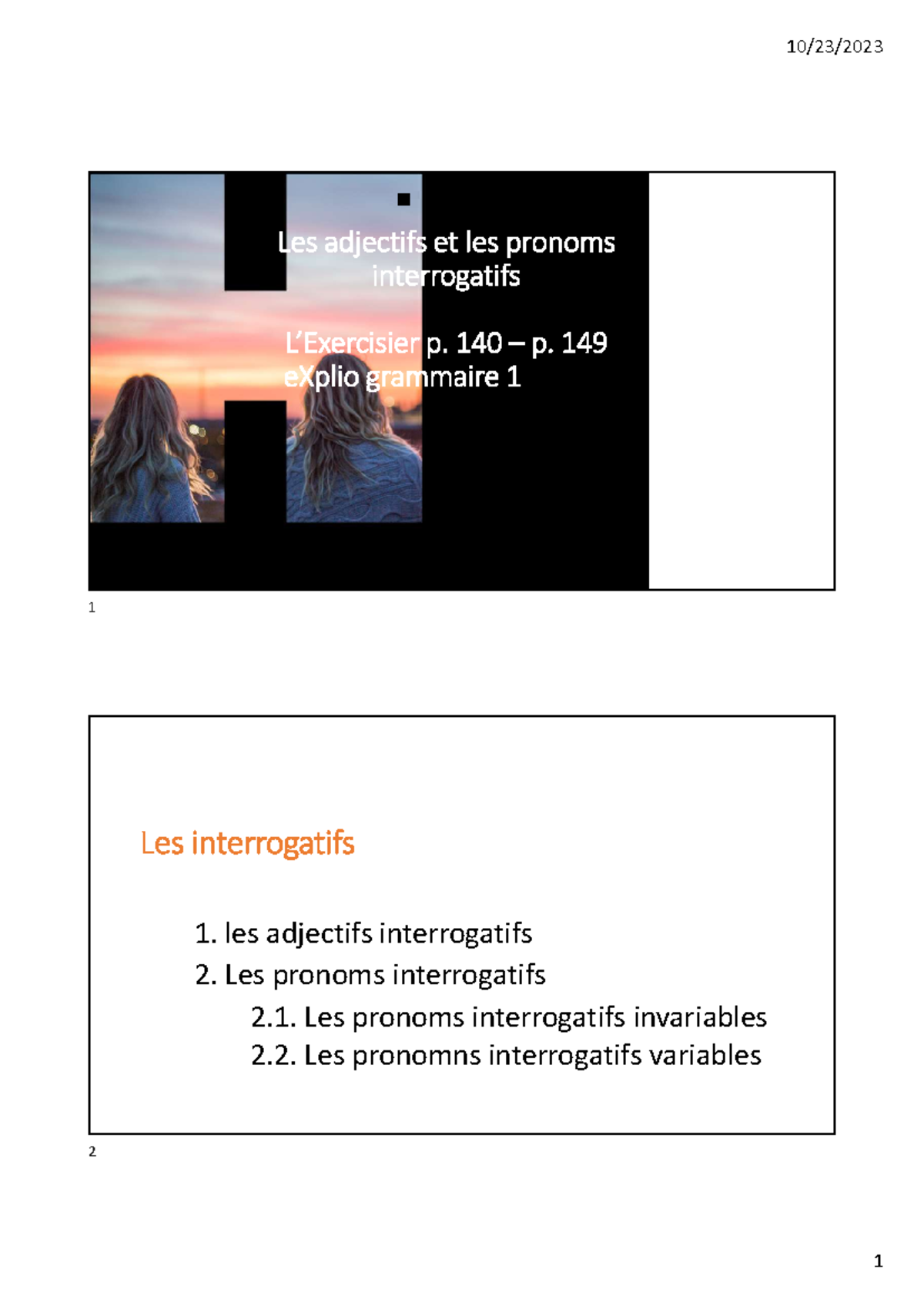 Les Adjectifs et Pronoms Interrogatifs - Exemples et Exercices (FREN ...