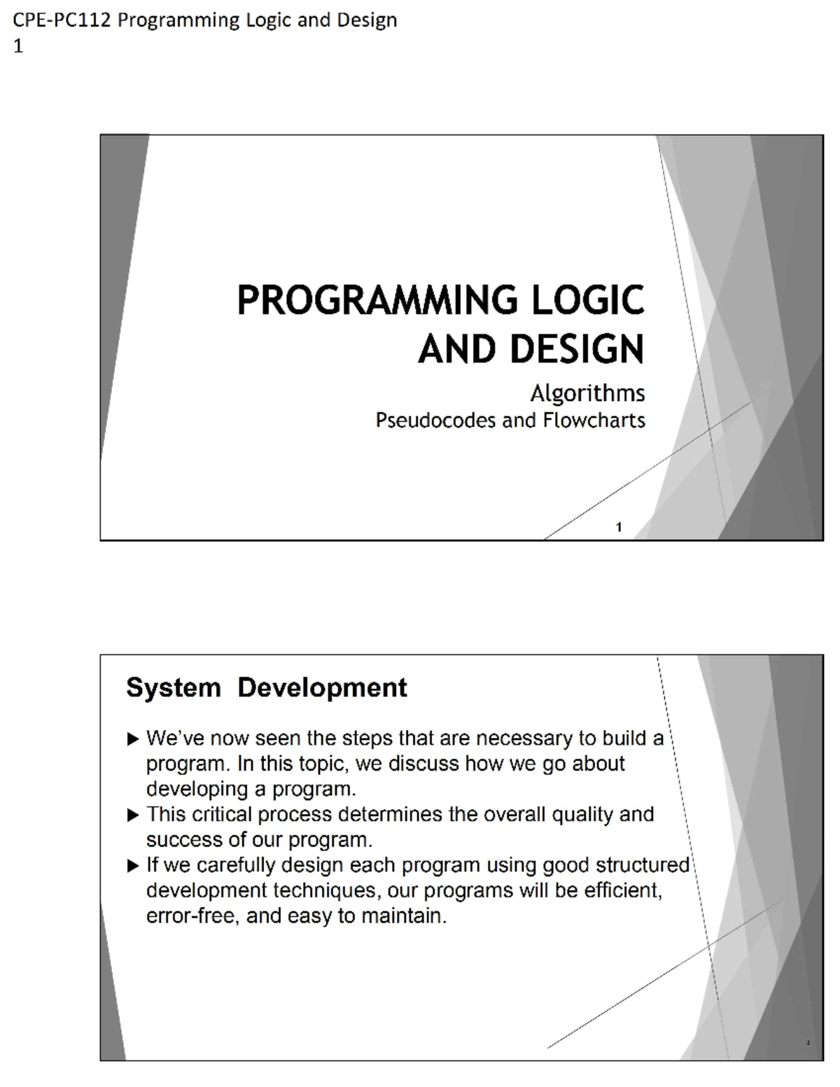 01b Algorithm Pseudocode And Flowchart NS - Programming Logic and ...