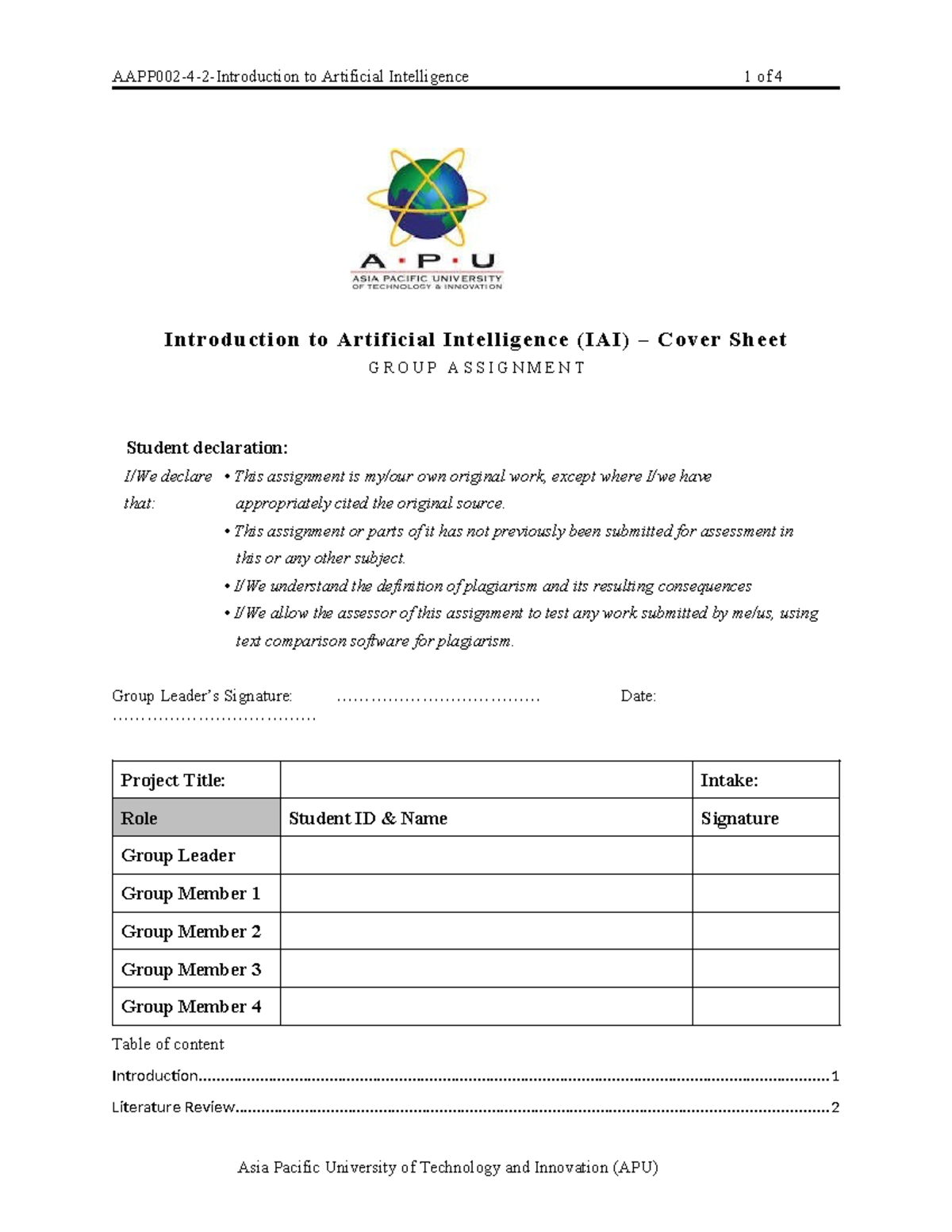 IAI Group Assignment: Introduction to Artificial Intelligence - Studocu