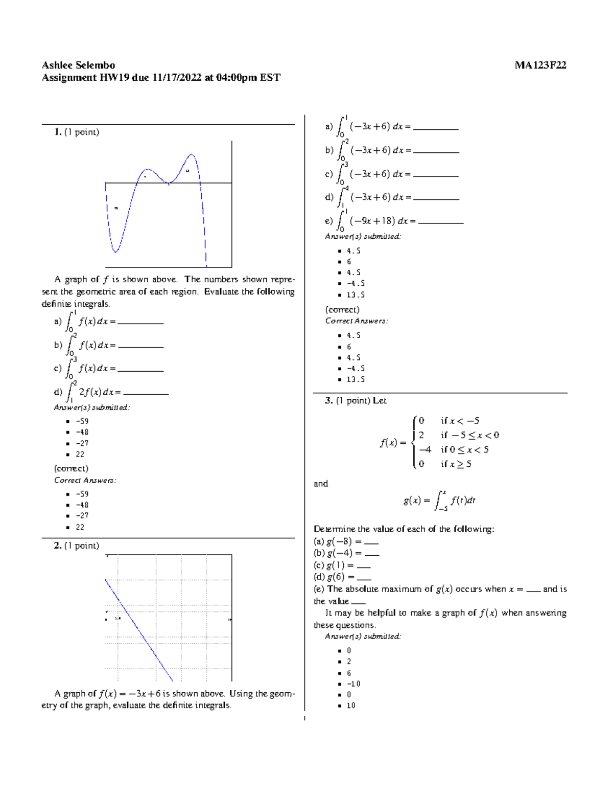 MA123 F22 - Ashlee Selembo MA123F Assignment HW19 due 11/17/2022 at 04 ...