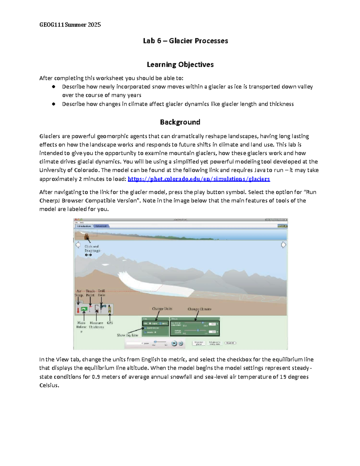 Lab 06 - Glacier Processes & Dynamics: Summer 2025 Learning Objectives ...