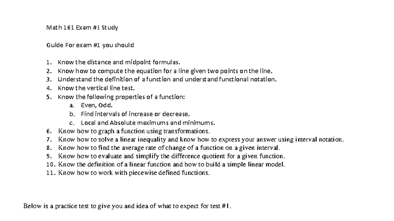 Math 161 Final Exam Study Guide: Key Concepts & Practice - Studocu