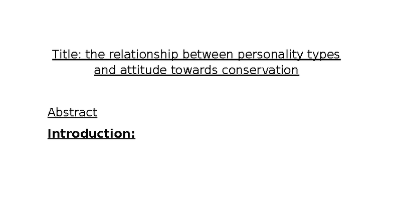 The Relationship Between Personality Types and Conservation Attitudes ...