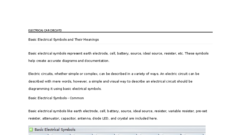 ELECTRICAL CAR CIRCUITS: Understanding Basic Symbols & Diagrams - Studocu