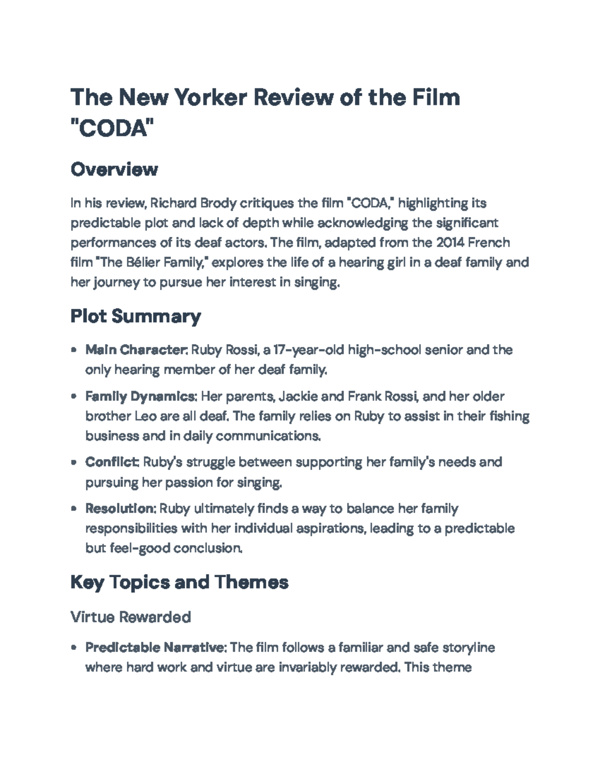 Film Review: "CODA" Analysis - Predictability & Performances Insight ...