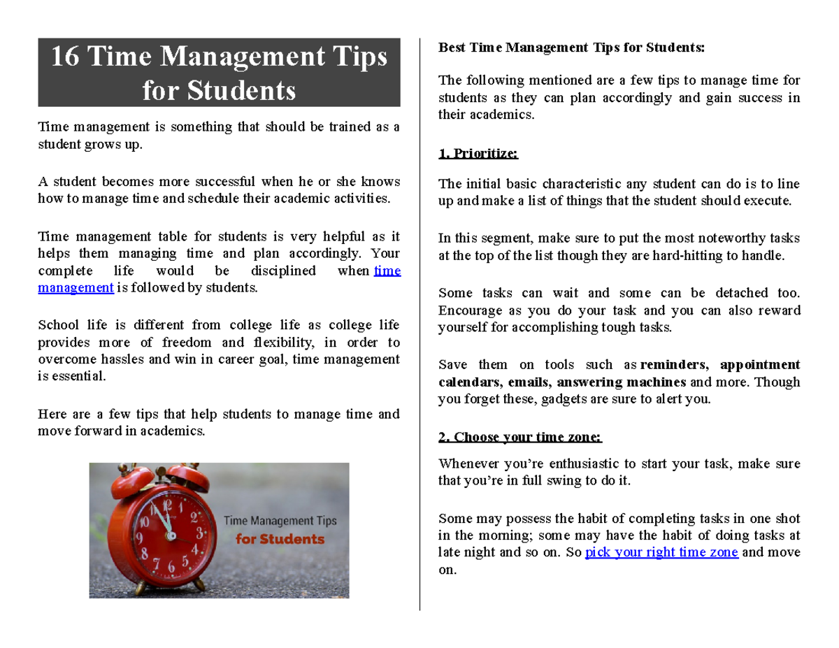 16 Time Management Tips for Students - A student becomes more ...