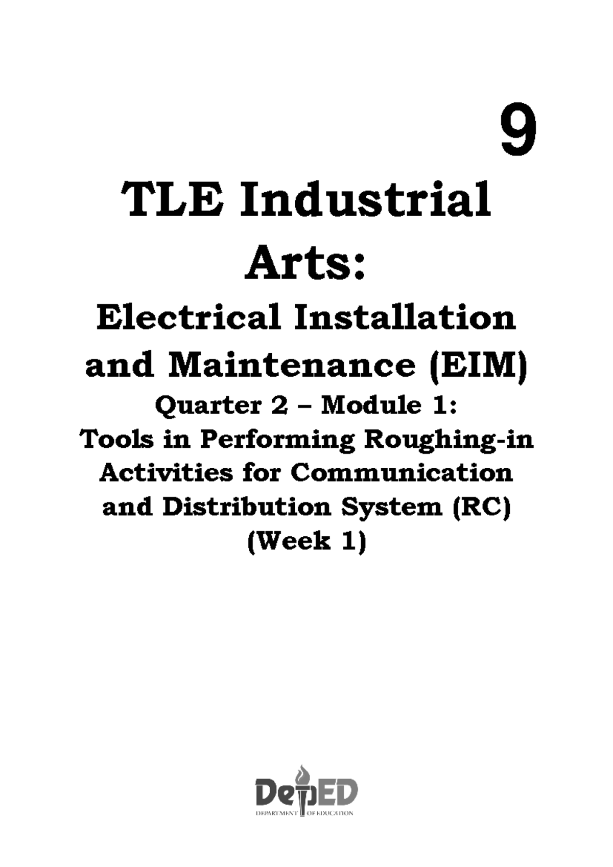 EIM9 Q2M1Week1- Passed - 9 TLE Industrial Arts: Electrical Installation ...