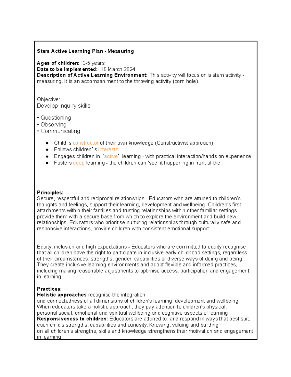 Stem active learning plan Measuring - Stem Active Learning Plan ...