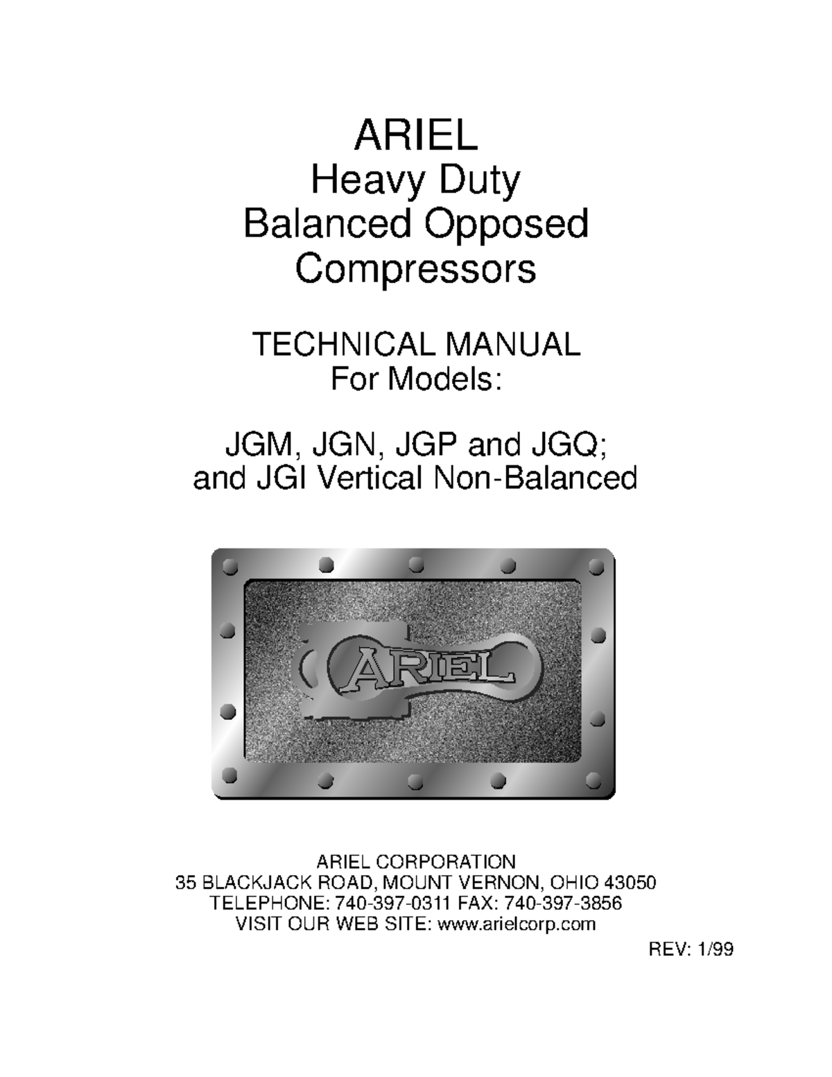 Manual Ariel JGM - ARIEL Heavy Duty Balanced Opposed Compressors ...