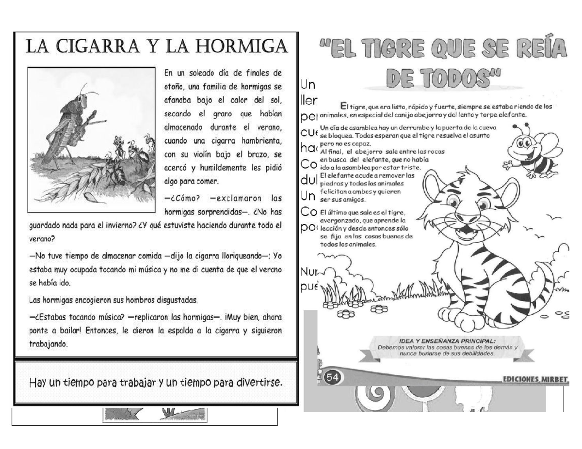 Fábulas: La Cigarra y la Hormiga - Moraleja y Enseñanza Principal - Studocu