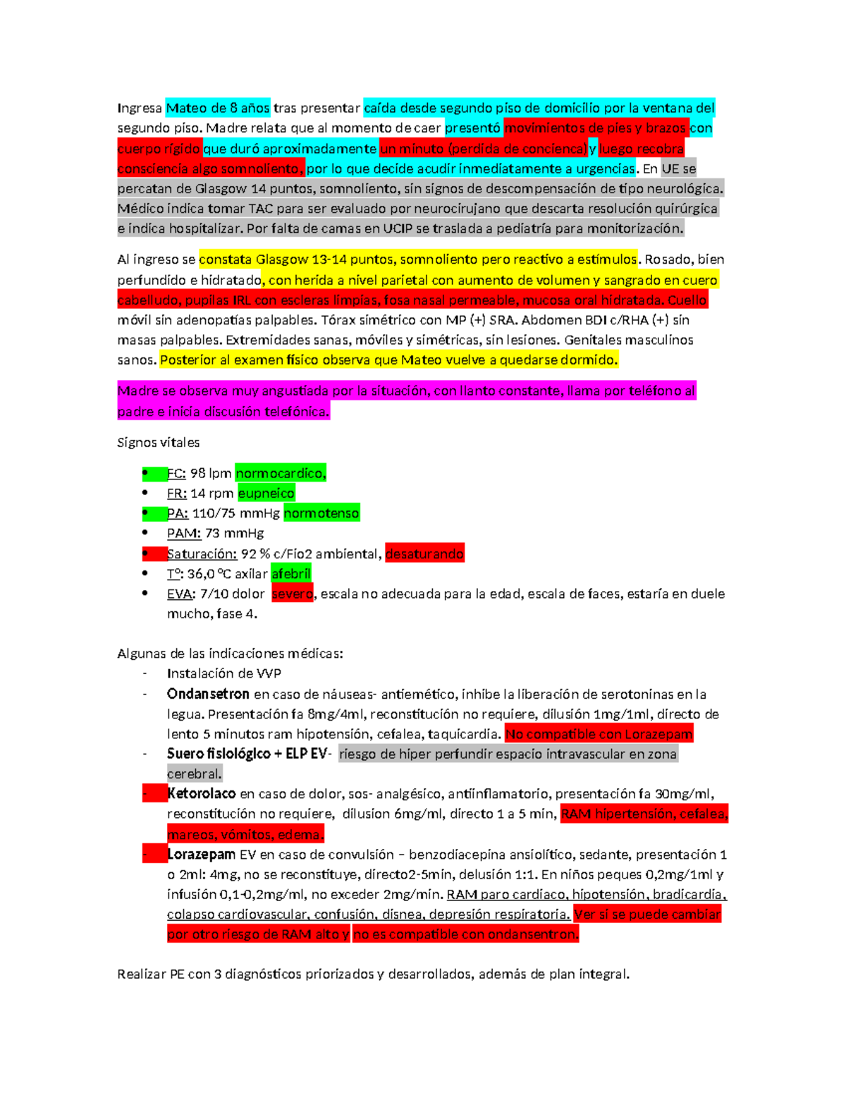 TEC EVA - caso clinico pediatrico de enfermeria pes - Ingresa Mateo de ...