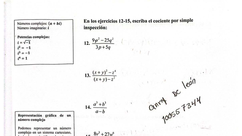 Práctica #5: Ejercicios de Números Complejos y Ecuaciones - Studocu